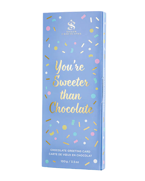 "You're Sweeter Than Chocolate" Milk Chocolate Bar Greeting Card ...